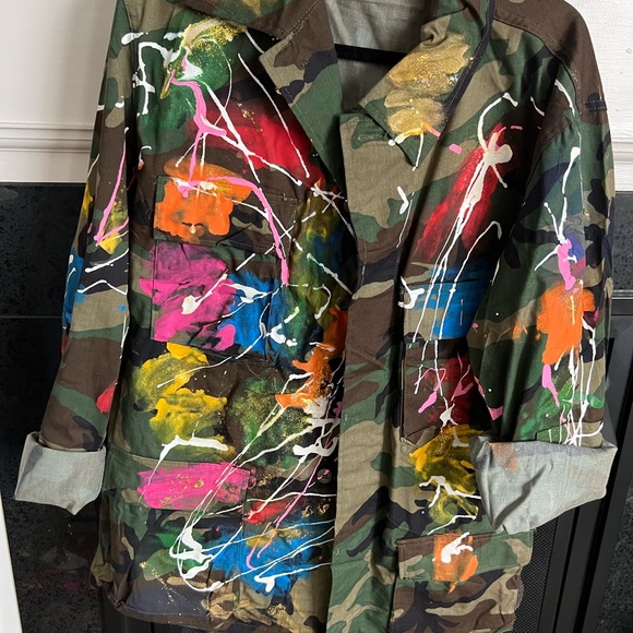 Jackets & Coats | Custom Army Fatigue Paint Jacket | Poshmark